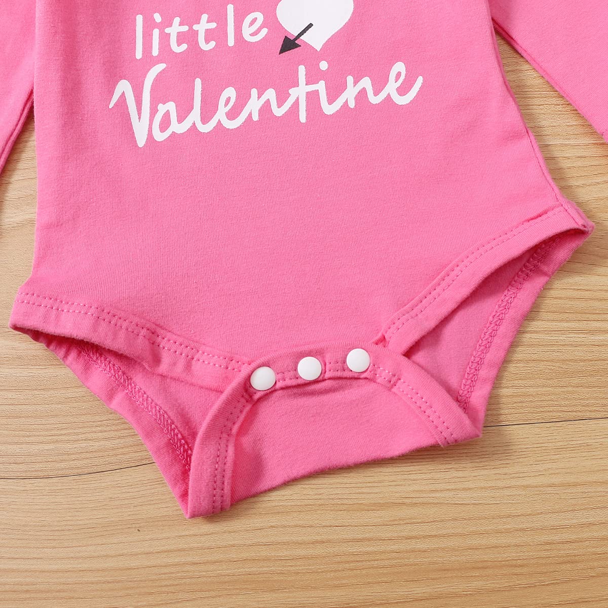 Detigee Baby Girls Valentine's Day Outfit Baby Daddy's Little Valentine Bodysuit(Pink-Bell-Bottom,3-6 Months)