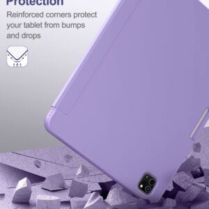 SURITCH for iPad Pro 6th/5th/4th/3rd Generation, iPad Pro 12.9 Case, [Built in Screen Protector] [Pencil Holder] Lightweight Leather Cover for iPad Pro 2022/2021/2020/2018-Purple