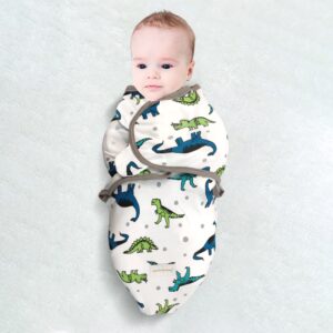 2 Pack Newborn Swaddle Blanket Adjustable Wrap Receiving Blanket Baby 100% Cotton Sleep Bag for Baby Boy and Girl(Dinosaur + Deer, L)