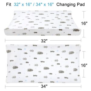 Vanillscent 2 Pack Cotton Baby Fitted Changing Pad Covers, Woodland Changing Pad Liner for Baby Boys Girls - VBCPC22FB - C