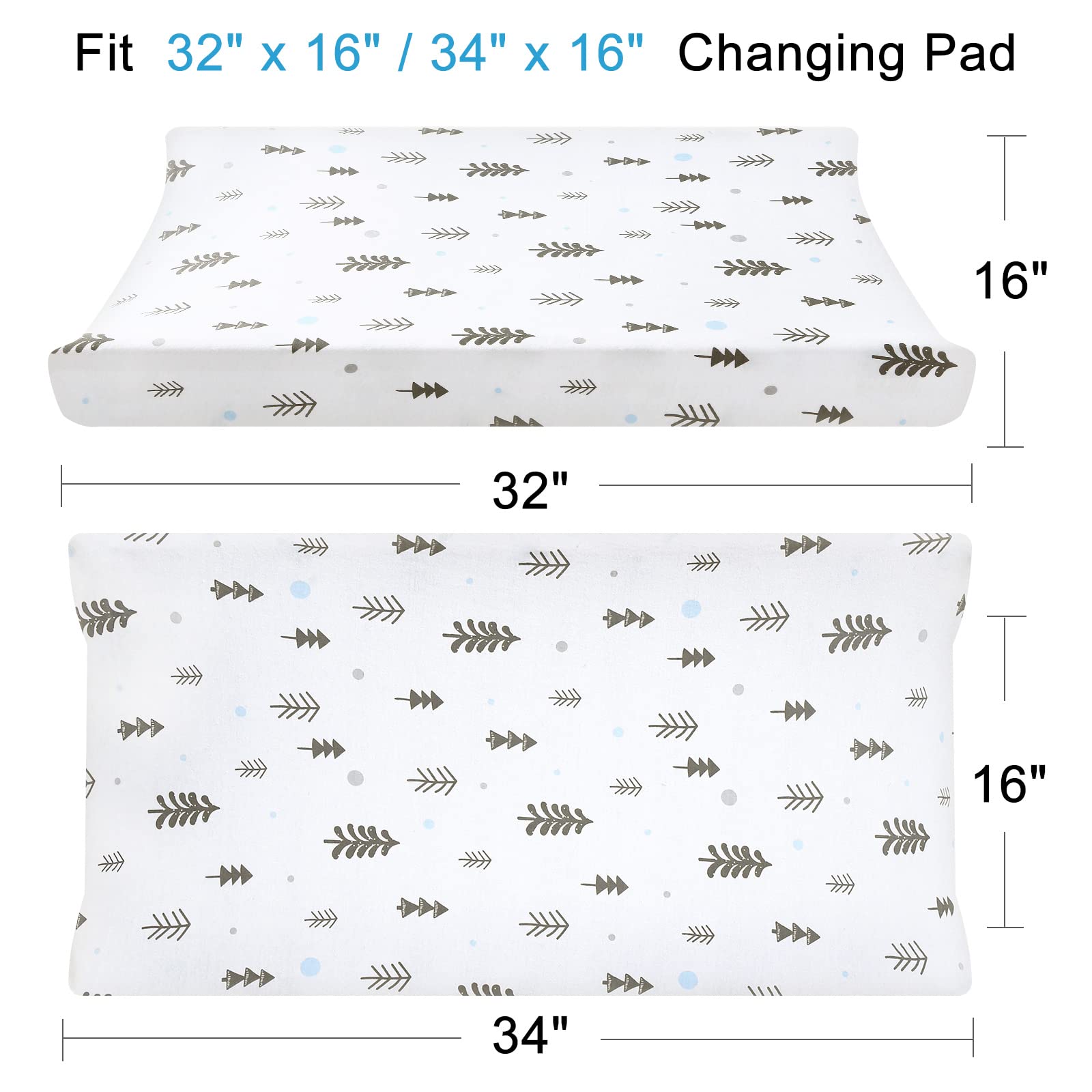 Vanillscent 2 Pack Cotton Baby Fitted Changing Pad Covers, Woodland Changing Pad Liner for Baby Boys Girls - VBCPC22FB - C