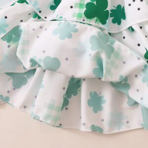 Toddler Baby Girl St. Patrick's Day Dress Strap Sleeveless Lucky Clover Print Layered Dresses Skirt Outfits Shamrocks A 18-24 Months