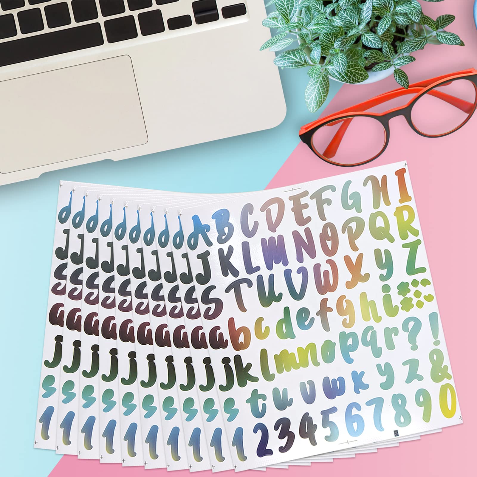 Letter Stickers, 10 Sheets Vinyl Alphabet Stickers Stick On Letters, Self Adhesive DIY Budget Binder Labels Cash Envelope Stickers, Number Sticker for Money Saving Binder, Sign, Notebook, Cards