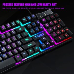 MatureGirl Wired Gaming Keyboard,Portable USB RGB Backlight Full Size Standard Keyboard and Ergonomic for Windows, Computers, PCs, and Notebooks (Black)