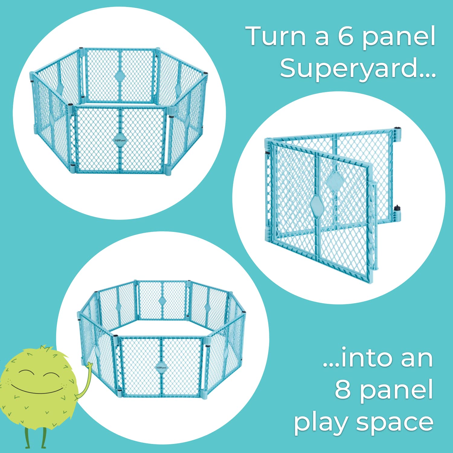 Toddleroo by North States Superyard Aqua 2 Panel Extension: Increases Play Space up to 34.4 sq. ft. (Adds 64", Aqua)