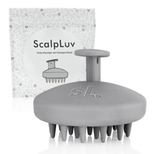 scalpluv | scalp massager hair brush, 3 in 1 hair massager, exfoliator, promotes hair growth, dandruff treatment, waterproof shower scalp scrubber with soft bristles, shampoo scrubber (rose)