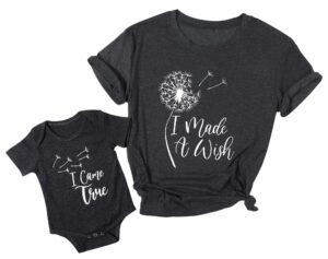 qlipin mom and me matching shirt mama and baby matching outfits dandelion print tshirt i made a wish i came true baby mother family outfit set