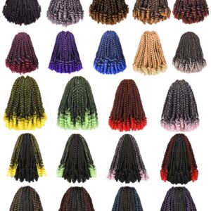 7 Packs 10 Inches Goddess Box Braid Crochet Hair with Toni Curl Ends for Black Women,Mother and Baby Kids - Ombre Gray, Bohemian Box Braids Crochet Hair (105 Strands,T1B/Gray)