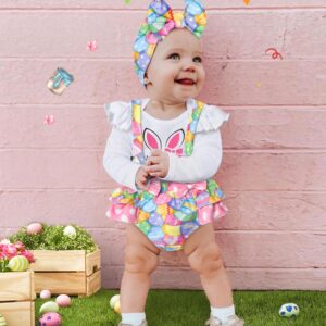 Von kilizo Easter Outfit Baby Girl My First Easter Baby Girl Outfit Bunny Print Long Sleeves Romper Baby Girl Easter Outfit Infant Easter Outfit Girl 0-3 Months