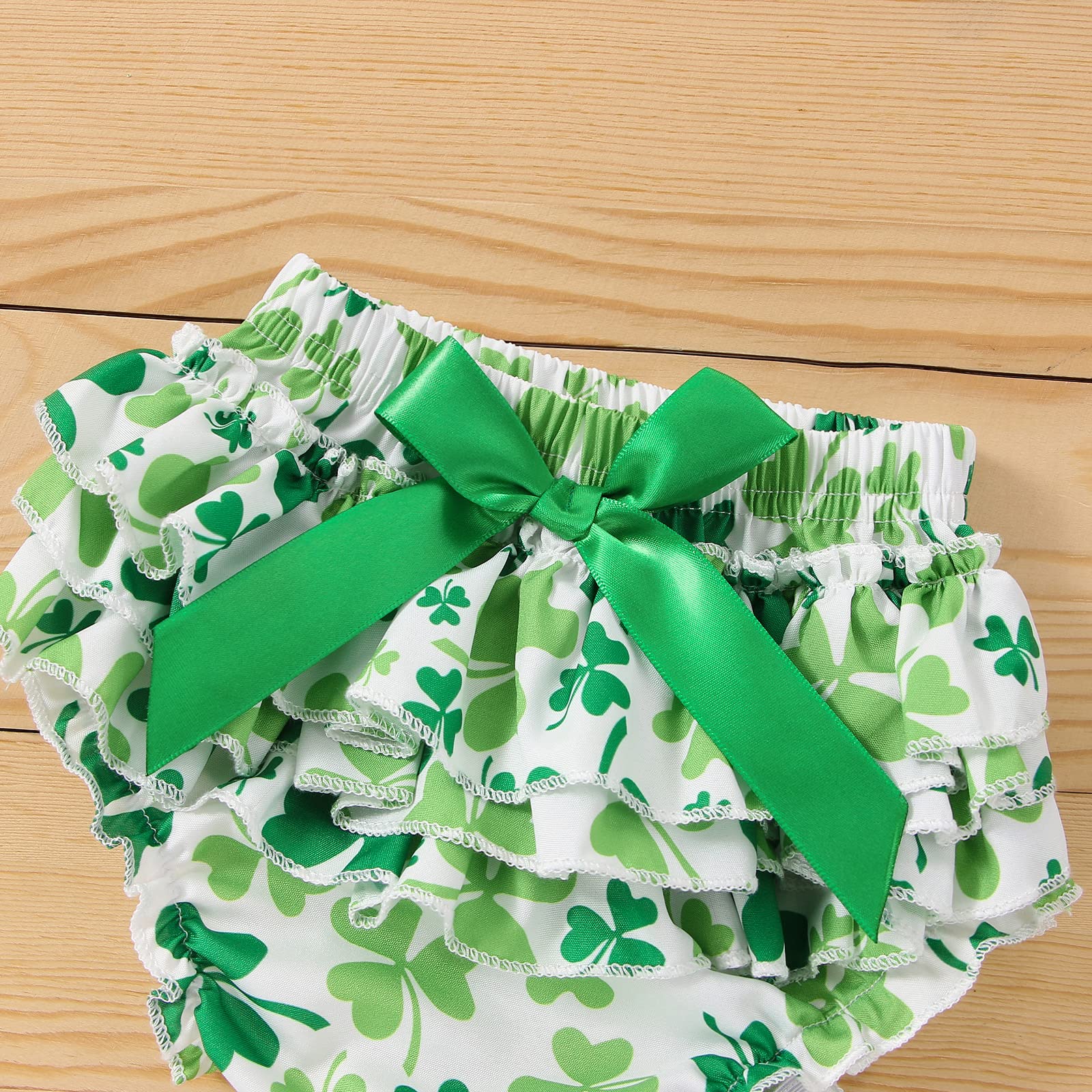 oneflow Baby Girl St Patricks Day Outfit Short Sleeve Shirt Romper Onesie Clover Shorts My First St. Patricks Summer Clothes (A-Green Outfit, 0-3 Months)