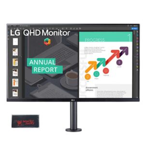 lg 32qp880-b 32'' qhd (2560 x 1440) 75hz ips monitor with usb type-c and ergostand, hdr10 + wacky jacky cleaning cloth