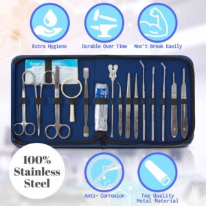 PartnersMed Advanced Dissection Kit by Partners Med - 21 Piece Total. Ultrasonic Stainless Steel Tools - Perfect for Medical Students, Anatomy, Biology, and Veterinary, Blue