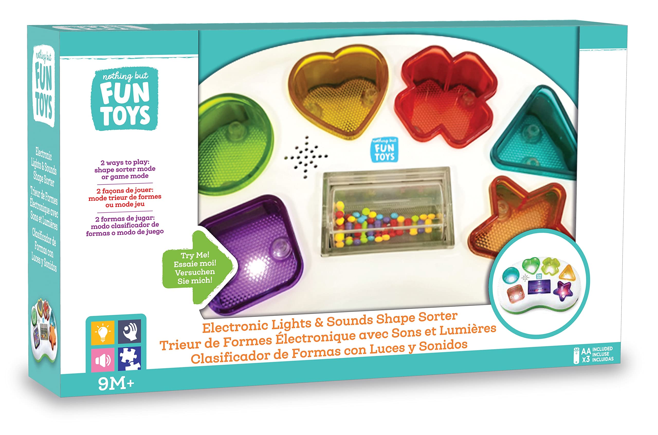 Nothing But Fun Toys Lights & Sounds Shape Sorter Designed for Children Ages 9+ Months,Multi