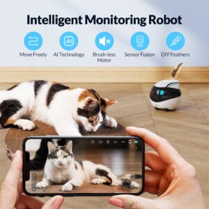 Enabot EBO Air Home Security Pet Camera, 2 Way Talk, Night Vison, Wireless APP Remote Control Indoor Security Camera, Movable Rechargeable Cam for Dog/Cat/Baby, SD Card Storage