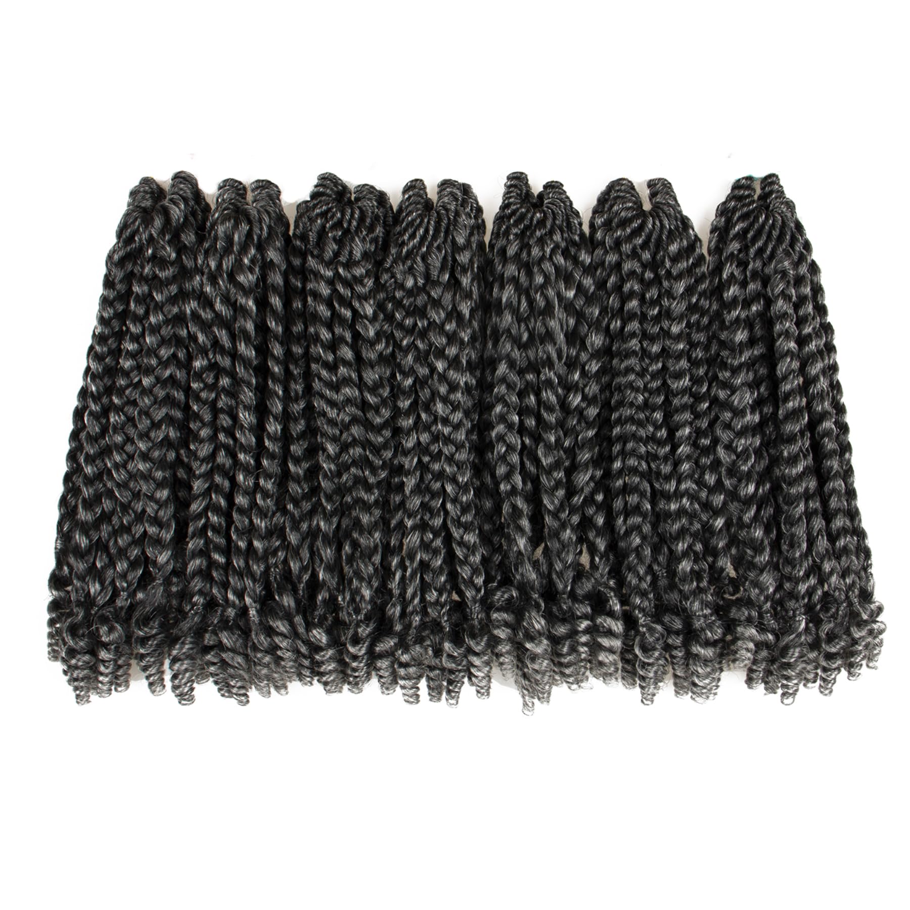 7 Packs 10 Inches Goddess Box Braid Crochet Hair with Toni Curl Ends for Black Women,Mother and Baby Kids - Ombre Gray, Bohemian Box Braids Crochet Hair (105 Strands,T1B/Gray)