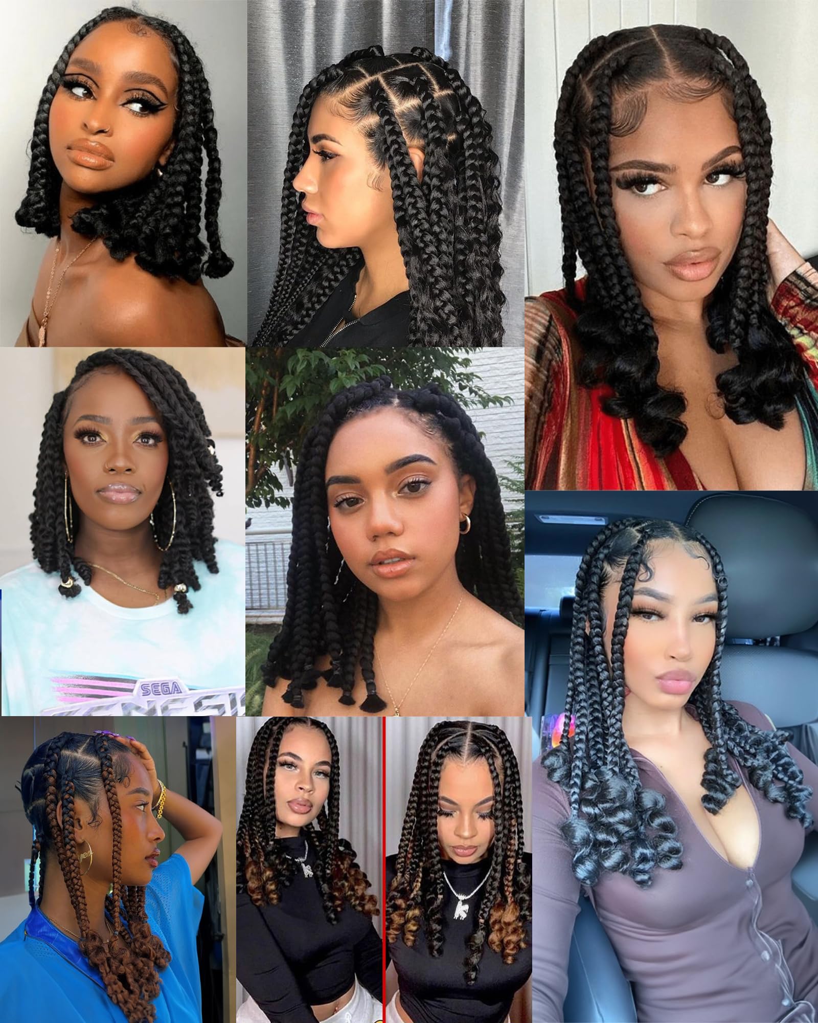 7 Packs 10 Inches Goddess Box Braid Crochet Hair with Toni Curl Ends for Black Women,Mother and Baby Kids - Ombre Gray, Bohemian Box Braids Crochet Hair (105 Strands,T1B/Gray)