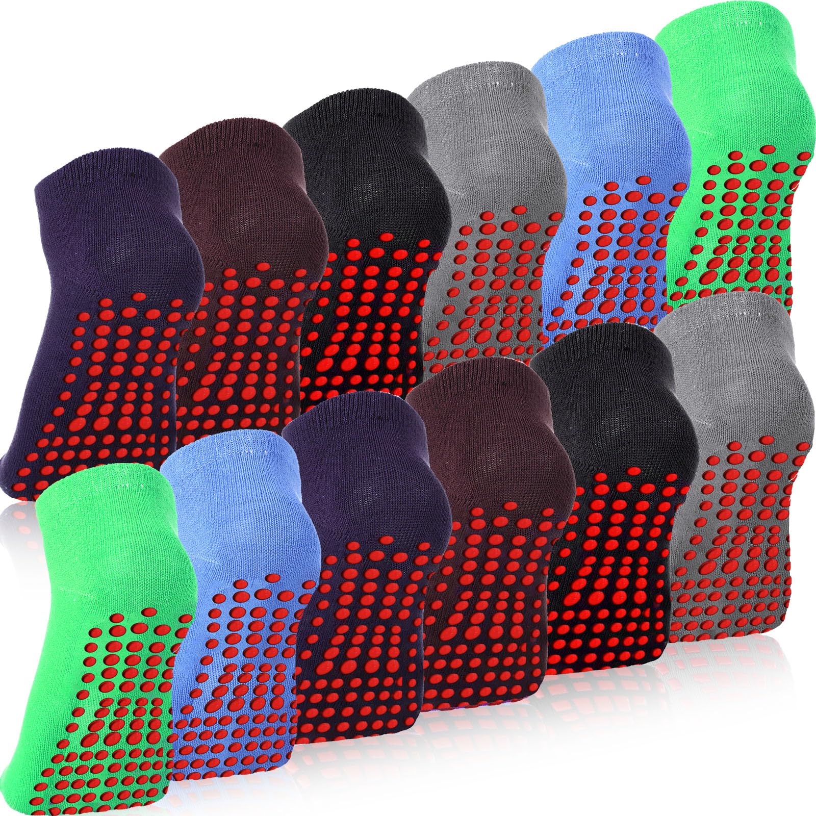 Geyoga 12 Pairs Non Slip Socks Ankle Grip Anti Skid Socks for Boys Toddlers Girl(Multicolor, 5-11 Years)