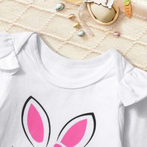 Von kilizo Easter Outfit Baby Girl My First Easter Baby Girl Outfit Bunny Print Long Sleeves Romper Baby Girl Easter Outfit Infant Easter Outfit Girl 0-3 Months