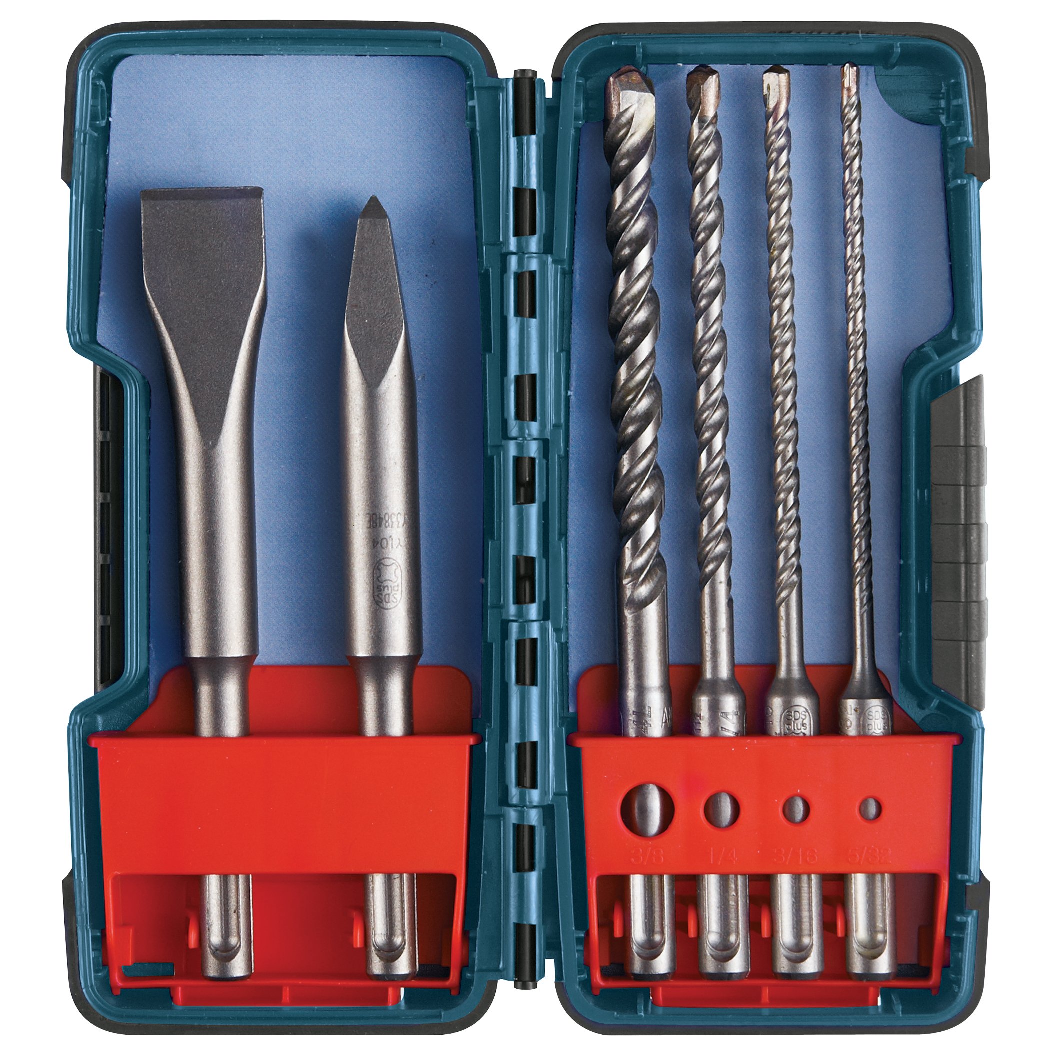 BOSCH 1-1/8-Inch SDS Rotary Hammer RH328VC with Vibration Control, Bosch BluewithBOSCH 6 Piece SDS-plus Masonry Trade Bit Set, Chisels and Carbide, HCST006