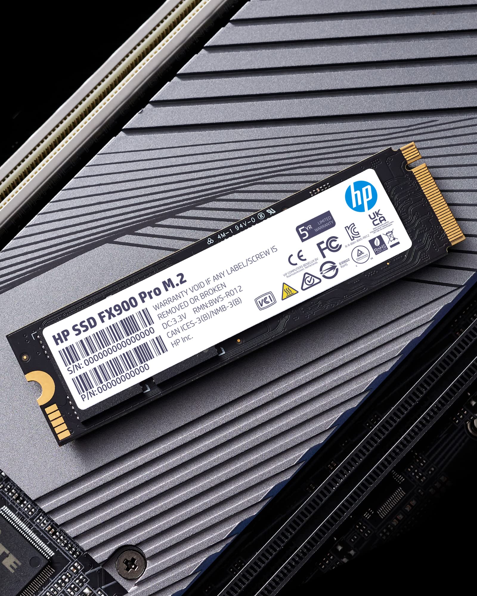 HP FX900 Pro 1TB NVMe SSD 2280 M.2 Gen4 x4, 8 Gb/s Internal Solid State Drive Up to 7400 MB/s Compatible with Laptop & Desktop PC - 4A3U0AA#ABB