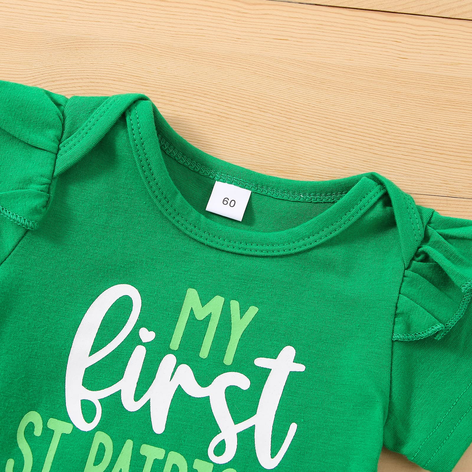 oneflow Baby Girl St Patricks Day Outfit Short Sleeve Shirt Romper Onesie Clover Shorts My First St. Patricks Summer Clothes (A-Green Outfit, 0-3 Months)