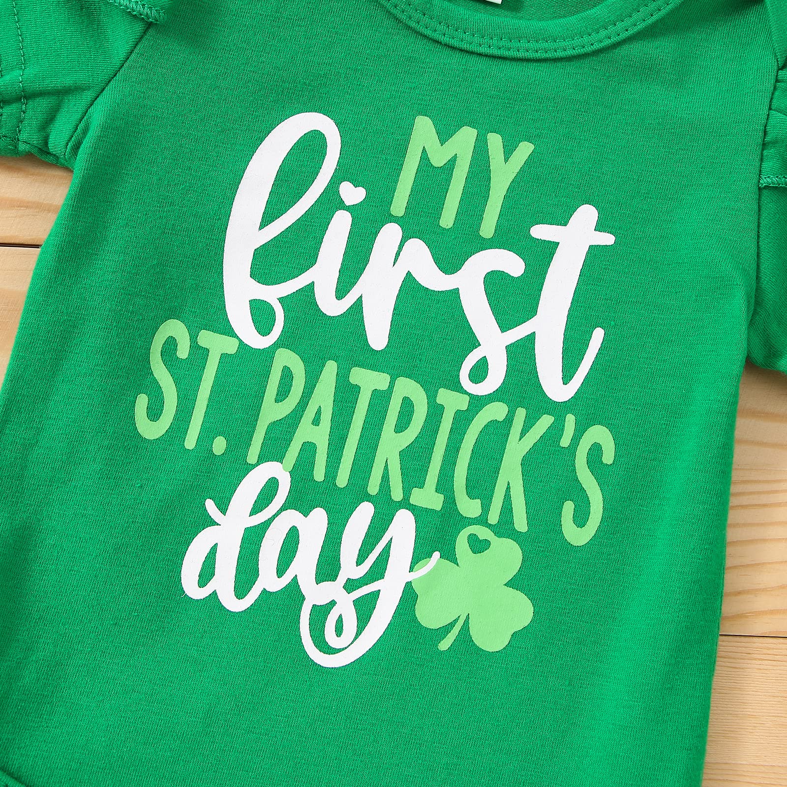 oneflow Baby Girl St Patricks Day Outfit Short Sleeve Shirt Romper Onesie Clover Shorts My First St. Patricks Summer Clothes (A-Green Outfit, 0-3 Months)