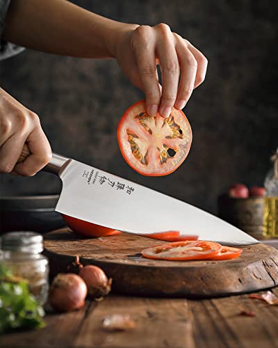 HEZHEN Chef's Knife-Professional-8.3 inch 14C28N Sandvik Steel, Kitchen Knife Gyuto Knife-Master Series Chef Cooking Tool at Home,Restaurant-Olive Wood Handle