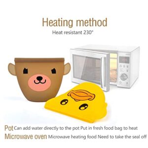 Animal Silicone Food Storage Bag 5 Bundle Pack Stand Up Leak Proof Microwaveable Container Dishwasher safe sous vide