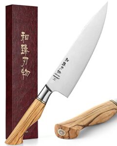 hezhen chef's knife-professional-8.3 inch 14c28n sandvik steel, kitchen knife gyuto knife-master series chef cooking tool at home,restaurant-olive wood handle