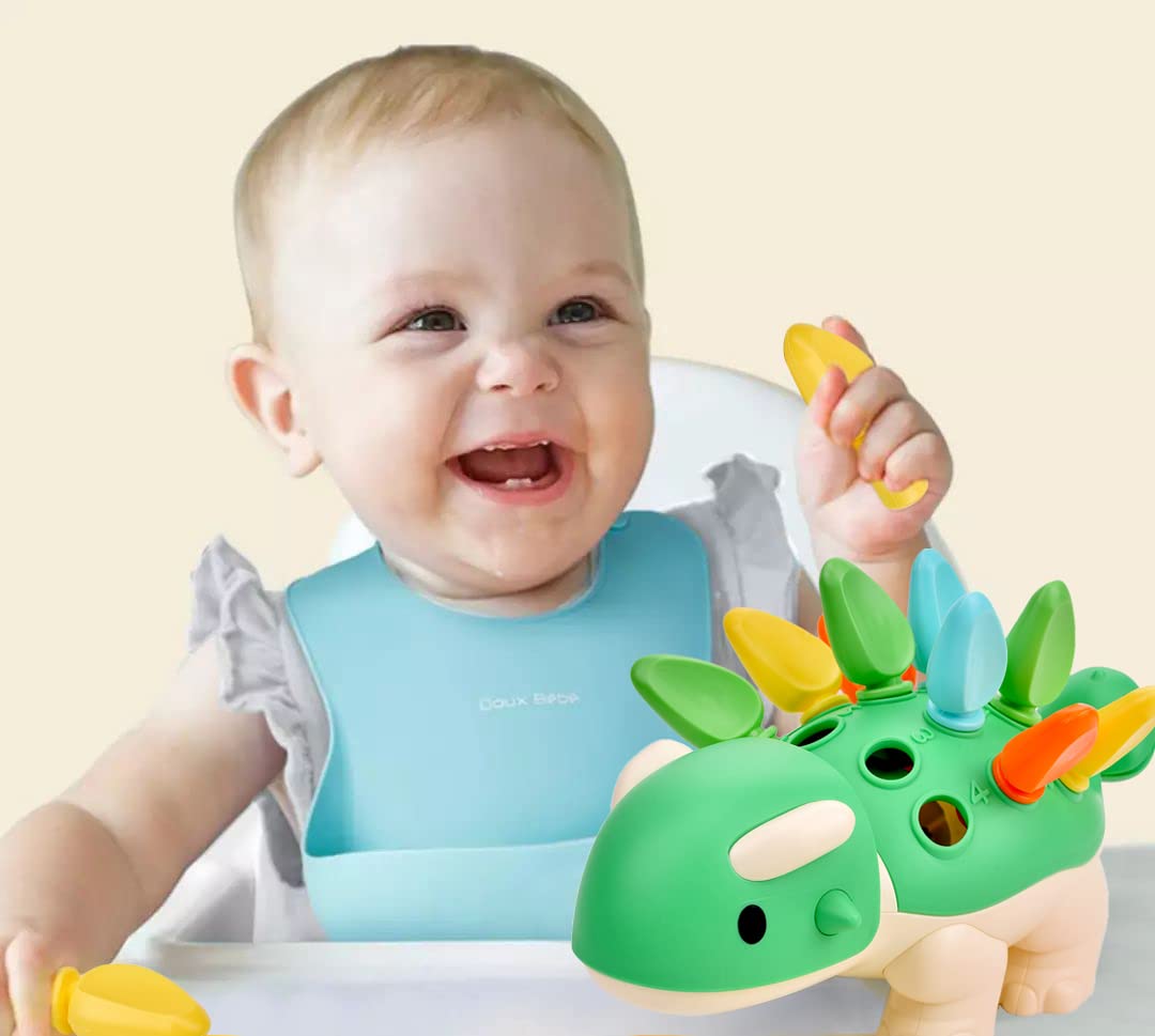 BAHIAKLO Baby Dinosaur Montessori Toy, 6 12 9 18 Months Old Toddler Learning Toy, Development Fine Motor Sensory Toy, Baby Gifts for 1 2 One Two Year Old Baby Boy Girl