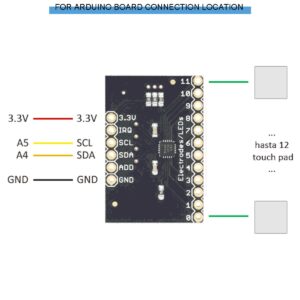 DKARDU 5 pcs MPR121 Breakout V12 Proximity Capacitive Touch Sensor Module Keyboard Touch Sensor Keyboard Development Board with pin Header Dupont Cable