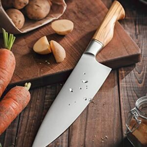 HEZHEN Chef's Knife-Professional-8.3 inch 14C28N Sandvik Steel, Kitchen Knife Gyuto Knife-Master Series Chef Cooking Tool at Home,Restaurant-Olive Wood Handle