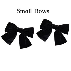 Black Velvet Mini Hair Bows for Women Girls, Classy Short Tail Bow Hair Ties, Cute Duckbill Clip Headdress Decor, Back to School Outfits, Cute Hair Styling Accessories for Teen Toddler Girl Stuff