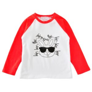 Funny Bunny Graphic Tshirt Toddler Infant Baby Boy Girl Letter Print Tees Easter Blouse Tops (2T, red)