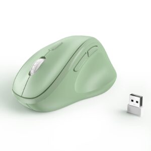 ergonomic wireless mouse 2024 new, updated smaller ergo mouse with usb receiver for pc computer, laptop and desktop, vertical mouse with silent clicks long battery life up to 1600 dpi, green