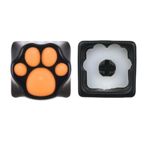 2 Pack Custom Keycaps Metal and Rubber Keycaps Keyboard Keycaps Cat Paw Shaped Kawaii Keycaps Cute Gaming Keycaps for Mechanical Keyboard with Keycap Puller (Transparent and Black)