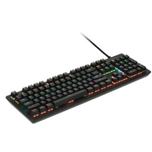 k11 wired gaming keyboard rgb rainbow led backlit ergonomic waterproof mechanical gaming keyboard for desktop, computer, pc - black