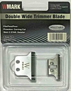 professional t-wide adjustable trimmer blade for the 5 star series detailer and cordless detailer li, for professional barbers - model 2215, silver