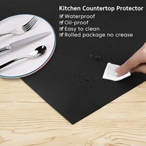 Silicone Mats for Kitchen Counter, Nonslip Silicone Mats for Crafts Countertop Protector Heat Resistant Mat (25.6” x 17.2” x 0.08”, Black, 2Pcs)