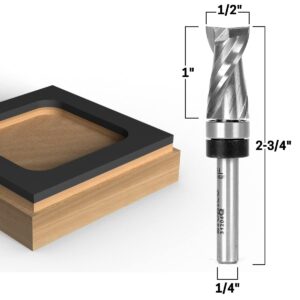 YONICO Flush Trim Router Bits Pattern Bit Ultra-Performance 1-Inch Height X 1/2-Inch Diameter Top/Shank Bearing Upcut 1/4-Inch Shank 31204q