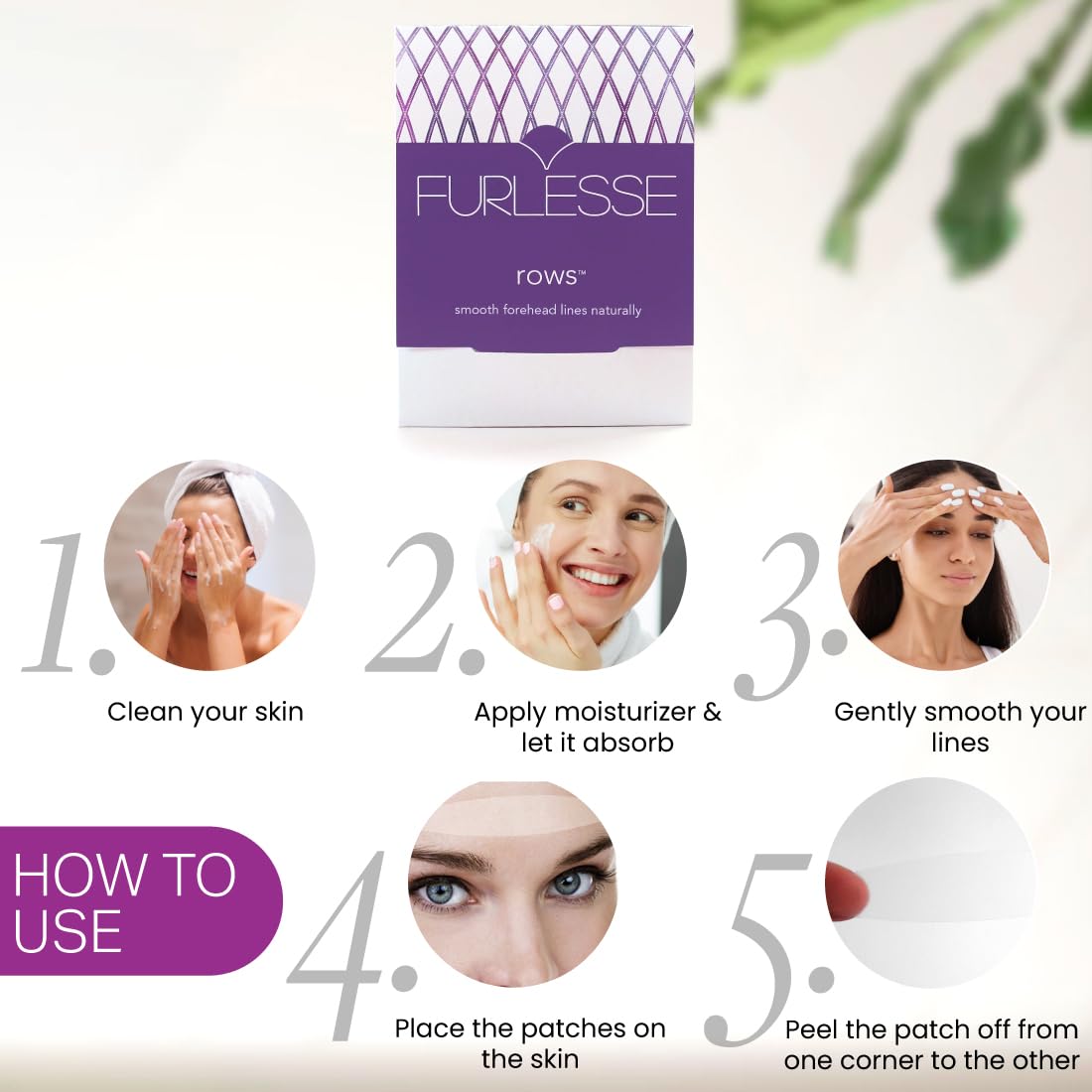 Furlesse Rows Wrinkle Patches, Overnight Forehead Wrinkle Patches for Fine Horizontal Lines, Non-Invasive Anti-Wrinkle Patches, Anti-Aging Skincare, 30 Patches, 30-Day Use