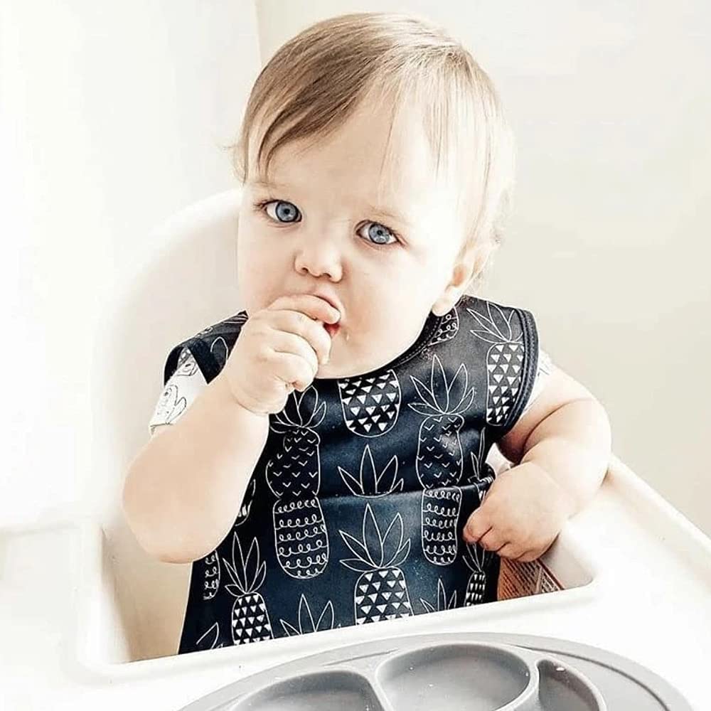 BapronBaby Pineapple Monochrome Bapron - No Neck Tie Safer Bib for Baby & Toddler - Soft Waterproof Stain Resistant - Machine Washable - Sz Preschool 3-5yrs