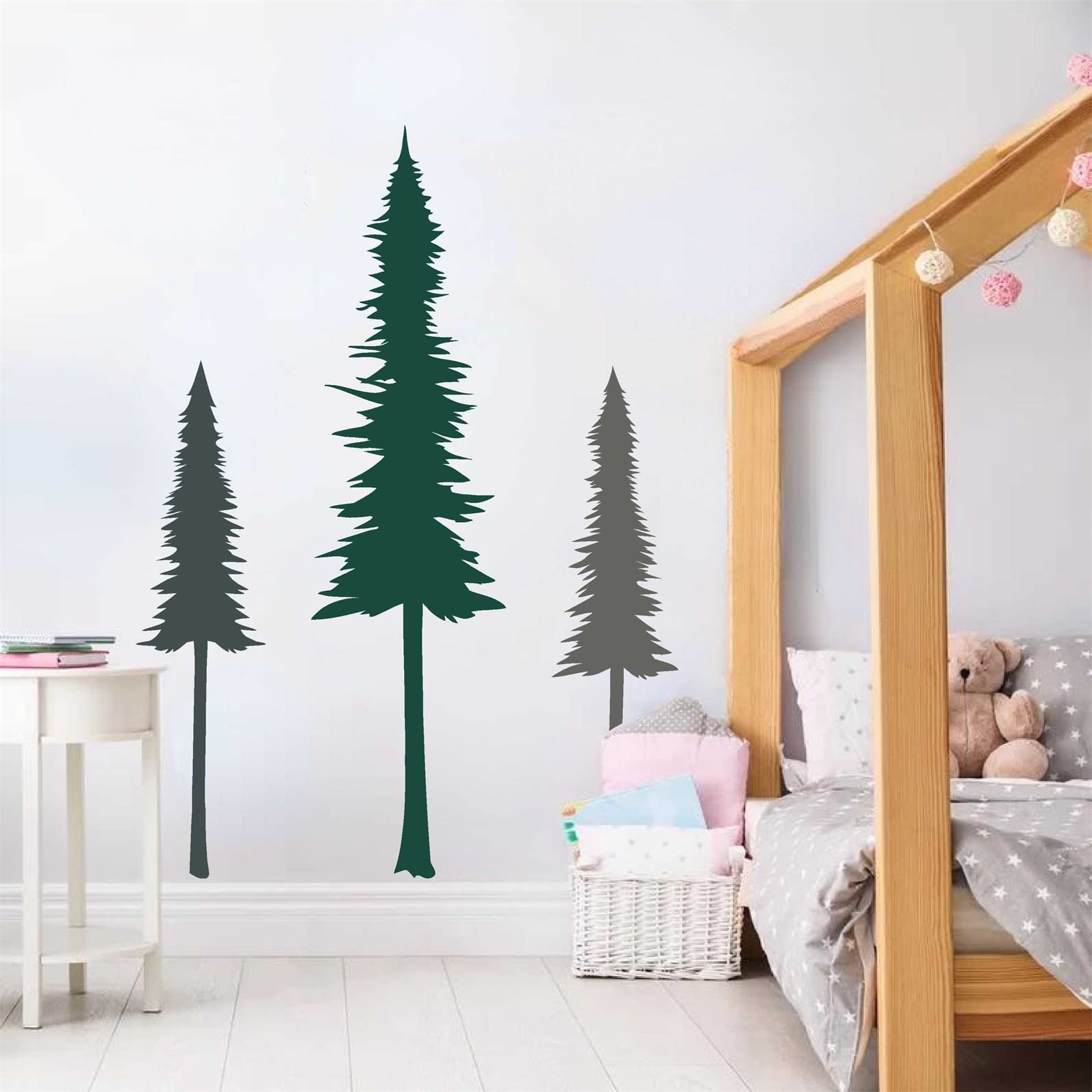 Large Pine Tree Wall Decals Evergreen Tree Wall Sticker Forest Art Nature Decor Removable Vinyl Stickers Woodland Tree Wall Decal Nursery Kids Bedroom Living Room Decorations