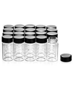 qwork glass vials, 20 ml (0.7 oz), 20 pieces clear glass sample vials for liquid, mini empty vial with screw cap