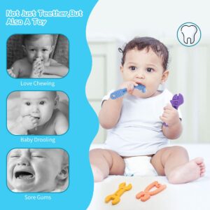 4 Pcs Teething Toys for Babies 0-6 Months 6-12 Months,Baby Teething Toys Set,BPA Free Silicone Infant Molar Teether Toys,Easy to Hold,Soothe Babies Sore Gums Freezable Teething Chew Toy for Boys Girls