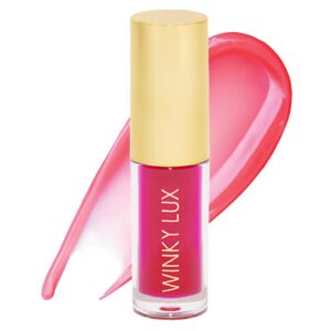 winky lux barely there sheer tinted lip oil, hydrating lip gloss tint, tinted pink glossy lip balm, juicy non sticky lip gloss, pink lip oil & lip tint with jojoba oil, lucious