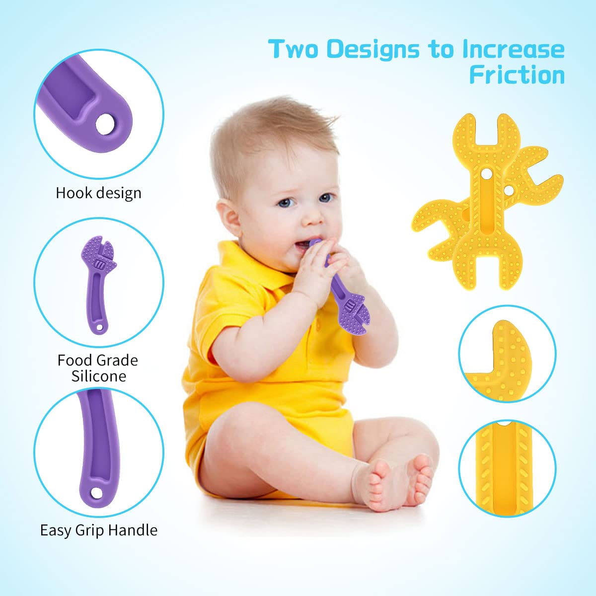 4 Pcs Teething Toys for Babies 0-6 Months 6-12 Months,Baby Teething Toys Set,BPA Free Silicone Infant Molar Teether Toys,Easy to Hold,Soothe Babies Sore Gums Freezable Teething Chew Toy for Boys Girls