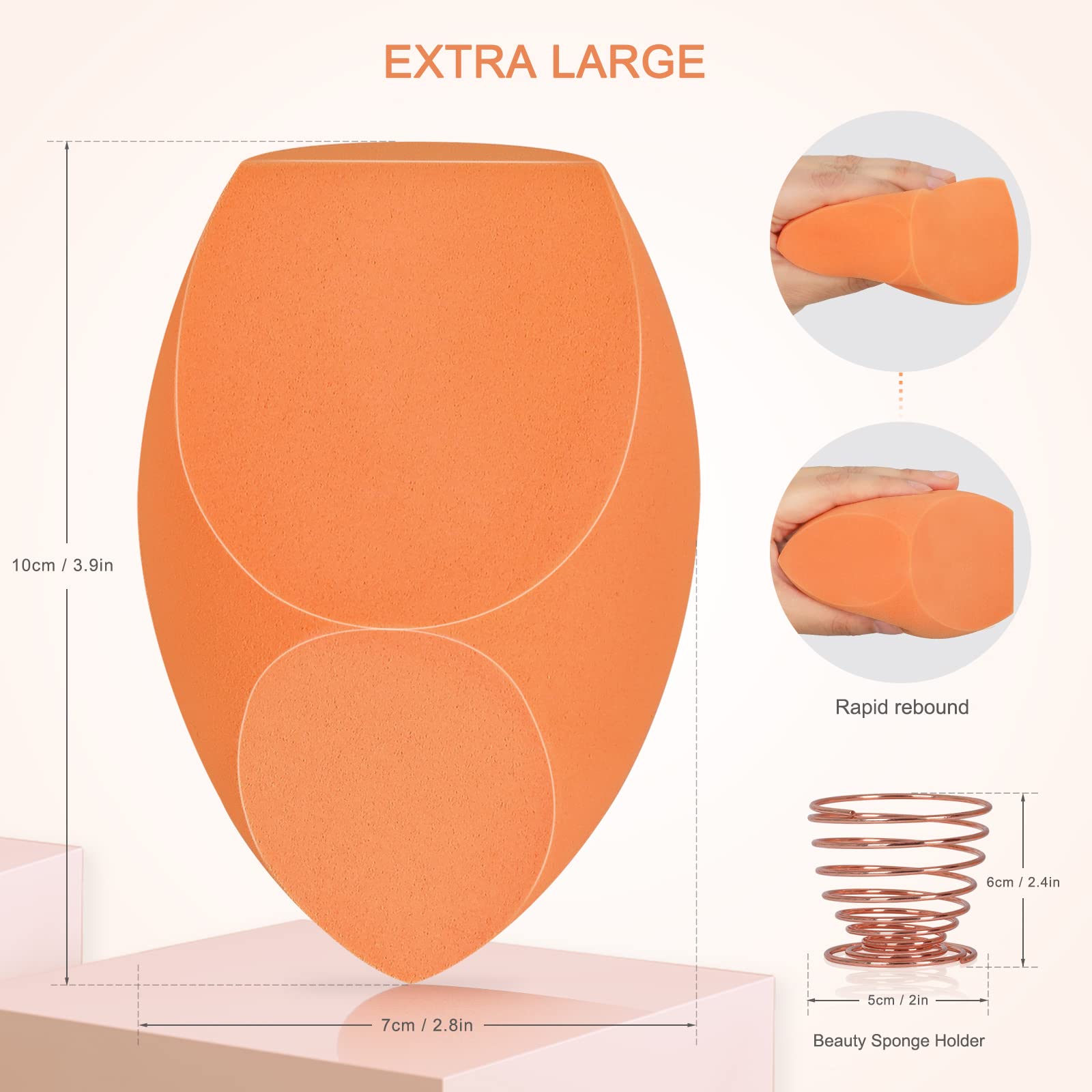 XL EXTRA LARGE Make Up Beauty Sponges Blender-Product contains: 1x Extra Large(10 cm) and 1 Sponge Holder-for Dry & Wet Use for Face Body , Blush Cream, Liquid Foundation Powder Application