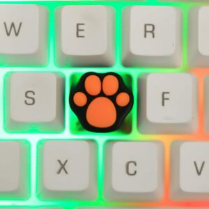 2 Pack Custom Keycaps Metal and Rubber Keycaps Keyboard Keycaps Cat Paw Shaped Kawaii Keycaps Cute Gaming Keycaps for Mechanical Keyboard with Keycap Puller (Transparent and Black)