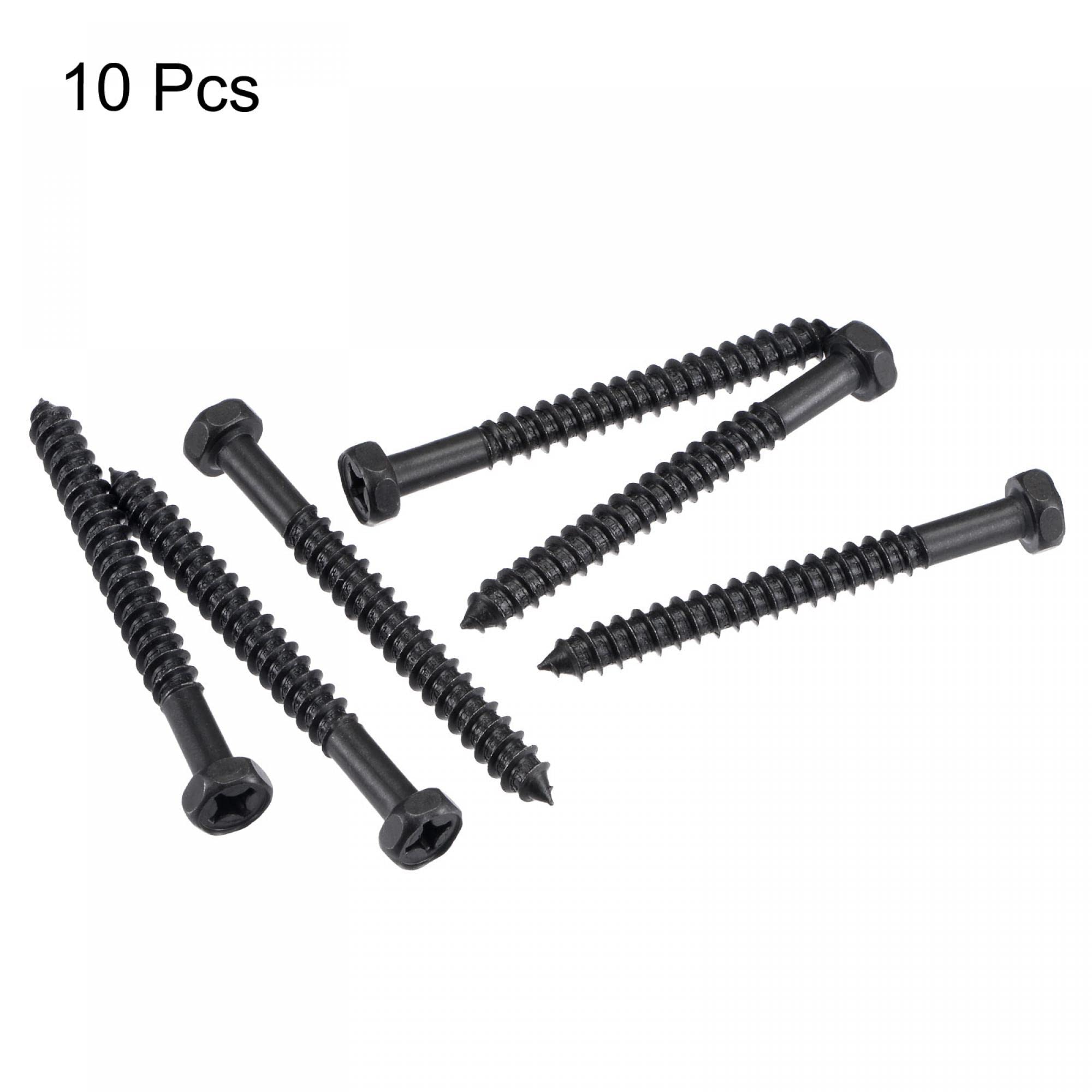 uxcell Hex Lag Screws 1/4" x 2-1/2" Carbon Steel Phillips Head Half Thread Self-Tapping Bolts for Deck Building or Joining Lumber 10pcs